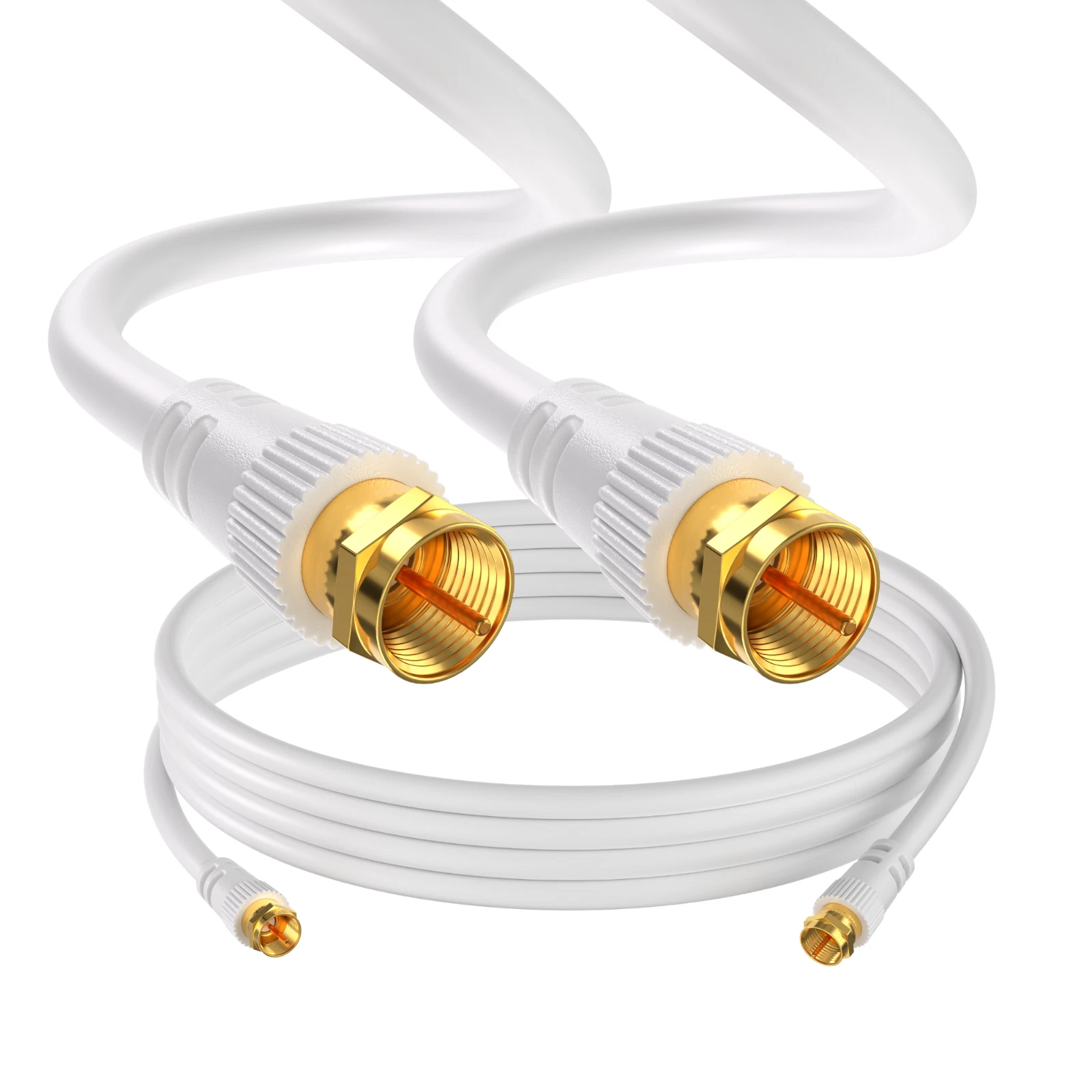 STAR- 2 Pcs 15Ft Rg6 Dual Coaxial Cable Extension Digital Antenna White ...