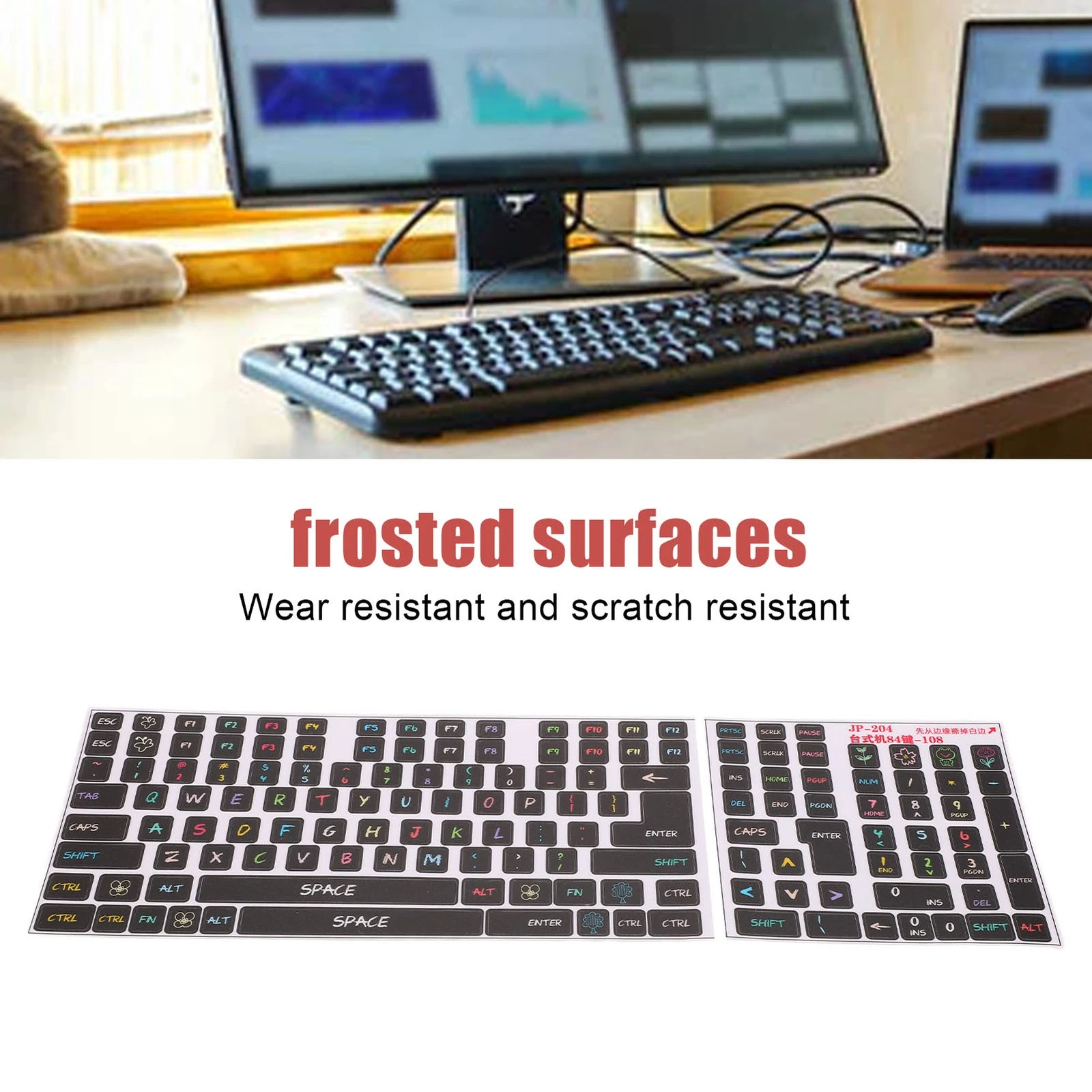STAR- 2 Pcs Keycaps Stickers Frosted General Gaming Keyboard Sticker ...