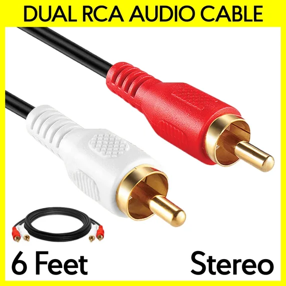 STAR- 2 Rca Audio Cable 6 Ft Dual Rca To 2X Rca Stereo Cord Amplifier ...