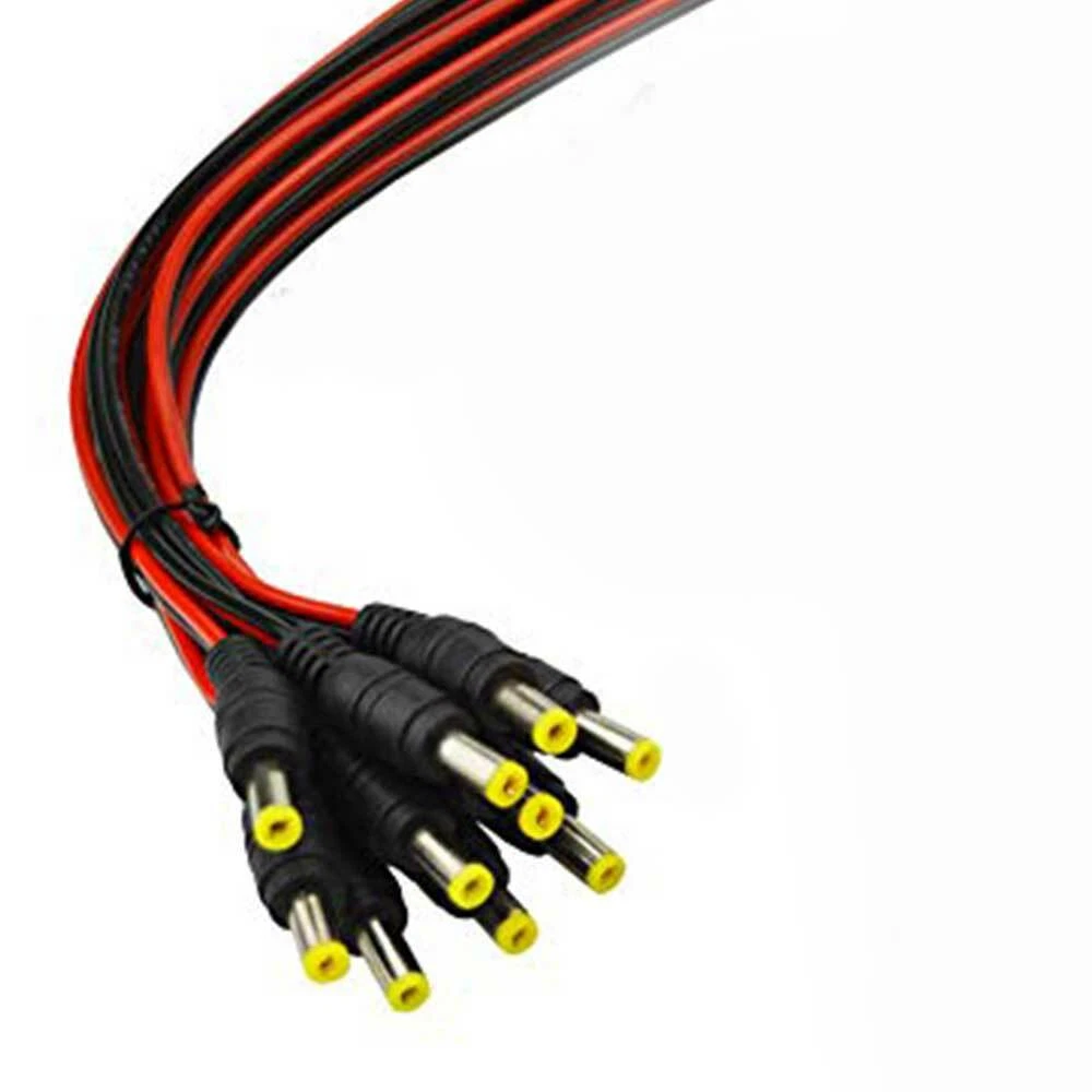 STAR- 20 Pcs Dc Power Cable Male Connector Cctv Security Camera Pigtail ...