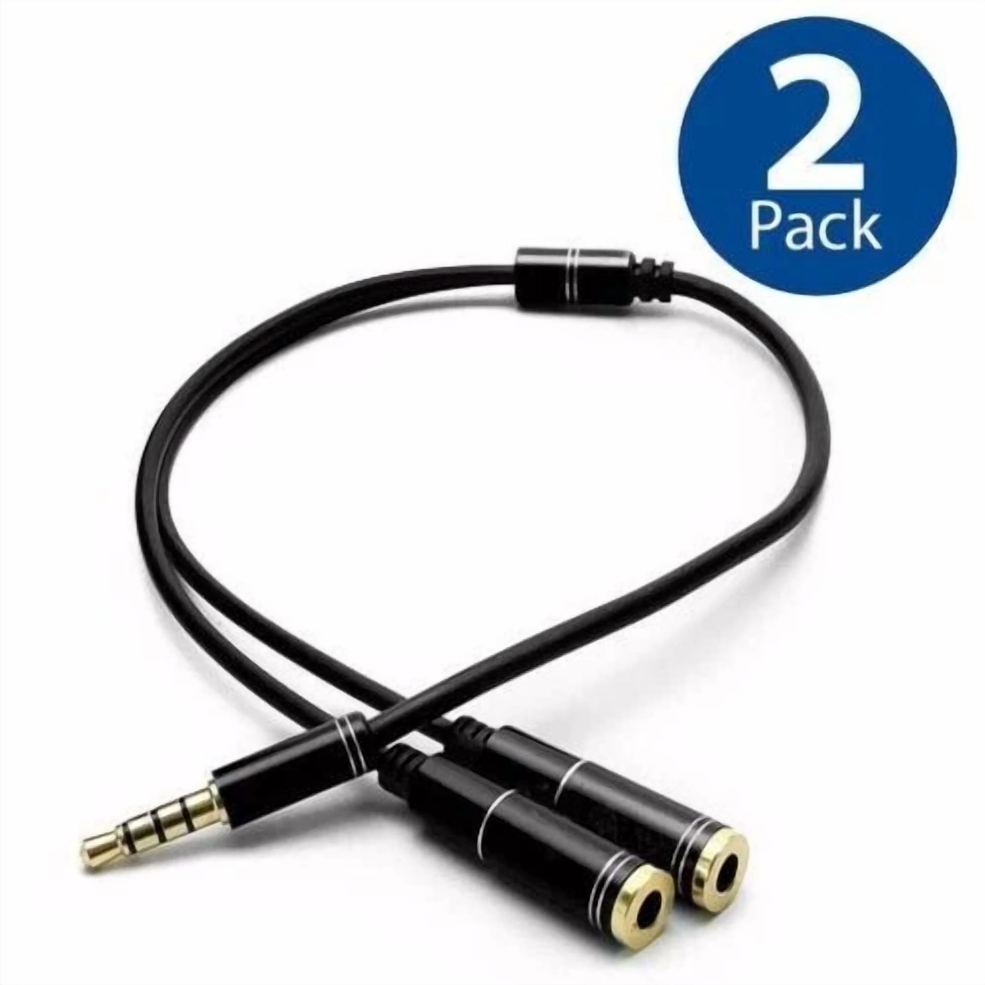 STAR- 3.5Mm Audio Mic Splitter Y Cable Headphone Adapter 1 Male Jack To ...