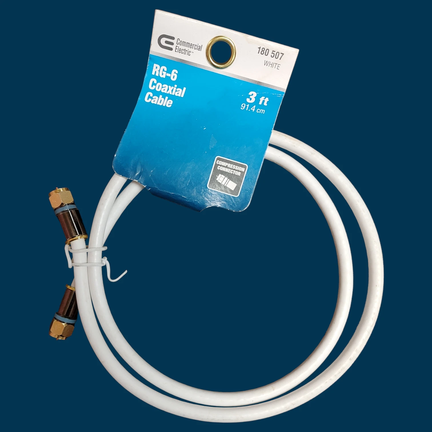 STAR- 3 Ft. Rg-6 Coaxial Cable White - F Pin Connectors - Brand New ...