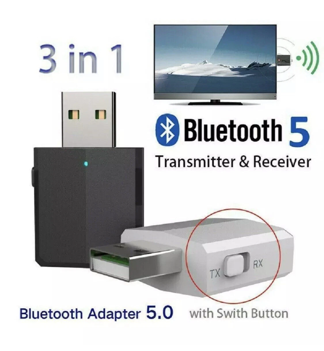 STAR- 3 In 1 Usb Bluetooth 5.0 Audio Transmitter Receiver Adapter For ...
