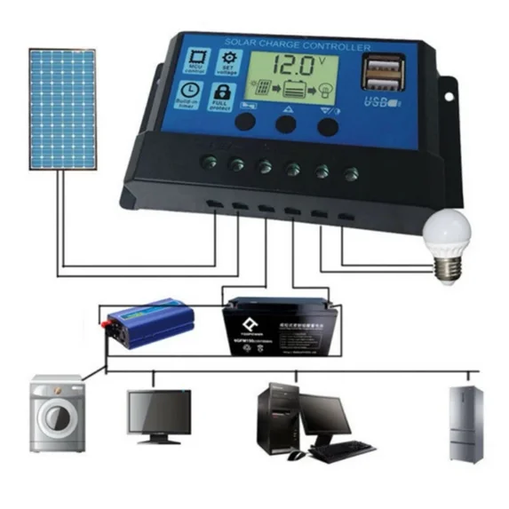 STAR- 30A Solar Panel Battery Charge Controller 12V/24V Lcd Regulator ...