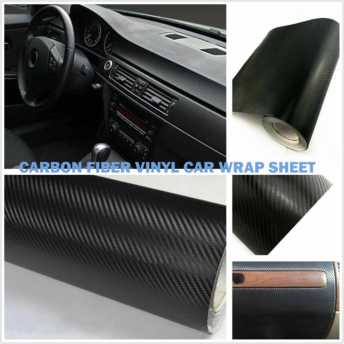 STAR- 3D Auto Accessories Glossy Carbon Fiber Vinyl Film Car Interior ...