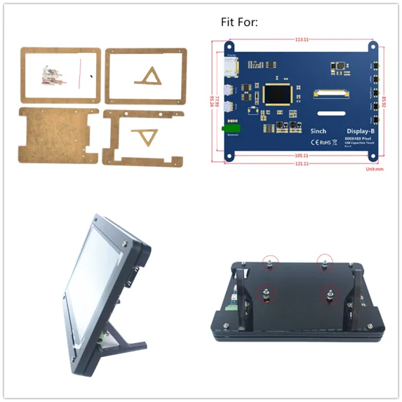 STAR- 5" Hdmi Display Case Lcd Hd Capacitive Touch Screen Stand Shell ...