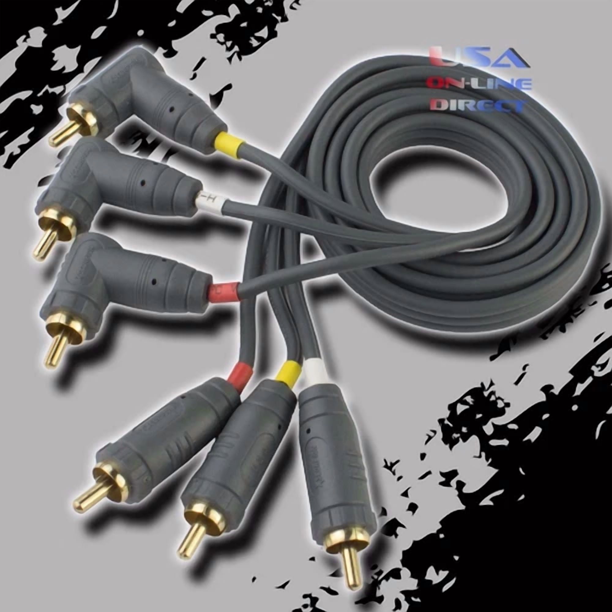 STAR- 6 Ft 3 Rca Gold Plated Composite Extension Cable A/V Audio Video ...
