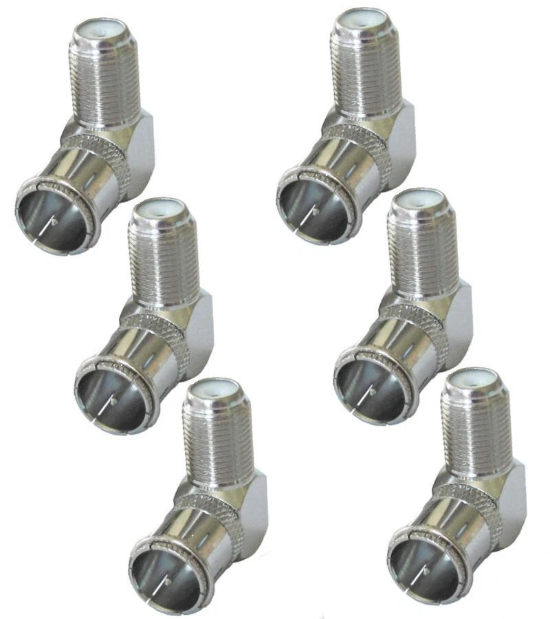 STAR- 6 Pcs F Type Push On Right Angle Male To Female Coax Coaxial Tv ...