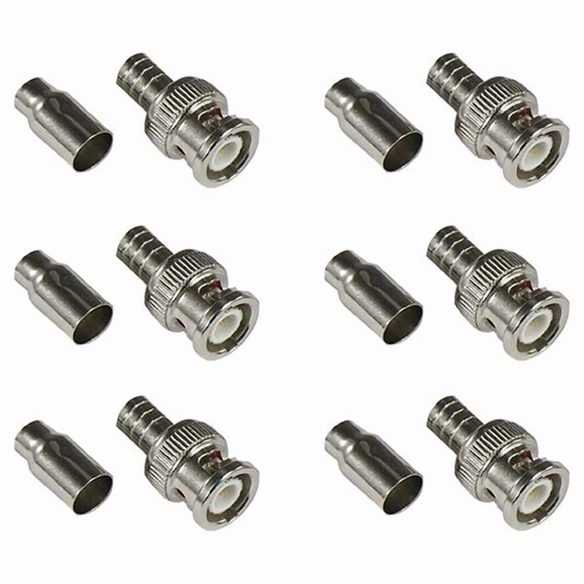 STAR- 6X Bnc Male Crimp On Connector Coupler Adapter For Rg59 Coax ...