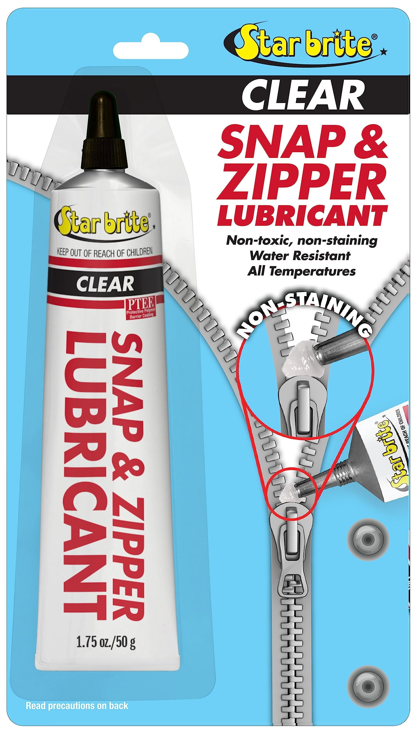 STAR BRITE Snap & Zipper Lubricant - Clear, Non-staining for Clothes ...