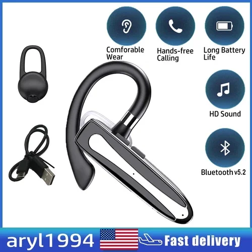 STAR- Bluetooth Headset Wireless Headphones Earpiece Hands-Free Sports ...
