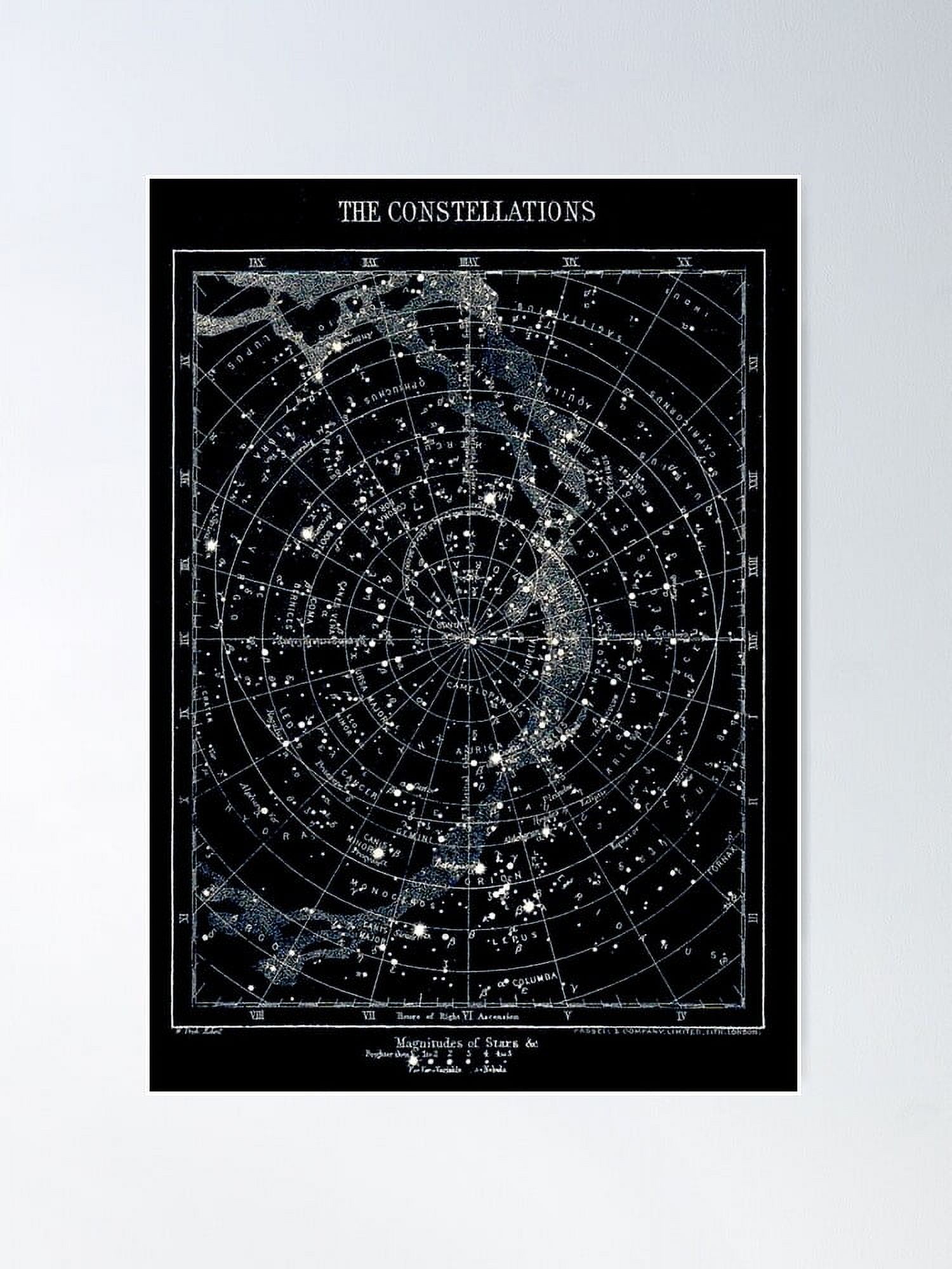 STAR CONSTELLATIONS : Vintage 1900 Galaxy Chart Map Poster - Walmart.com
