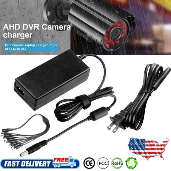 STAR- Cctv Security Camera Ahd Dvr Power Adapter Ac To Dc 8-Way Power ...