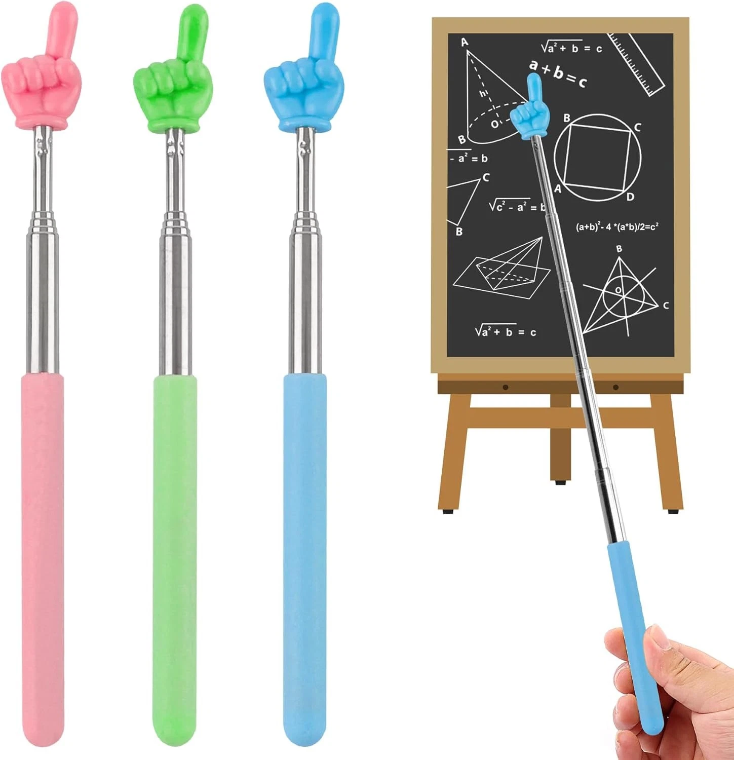 STAR- Coguzed 3 Pack Retractable Pointer Stick For Classroom, Blue+Pink ...