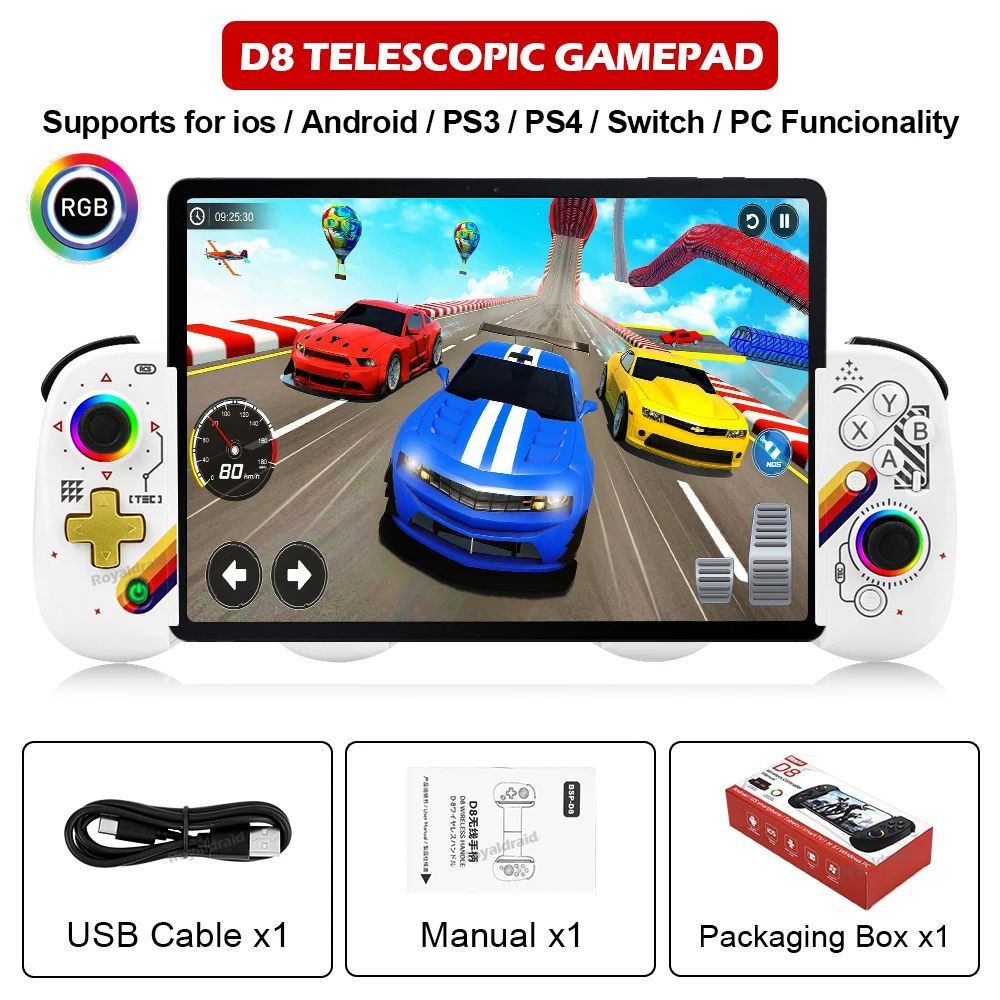 STAR D8 Telescopic Game Controller with Turbo 6-axis Gyro Vibration ...