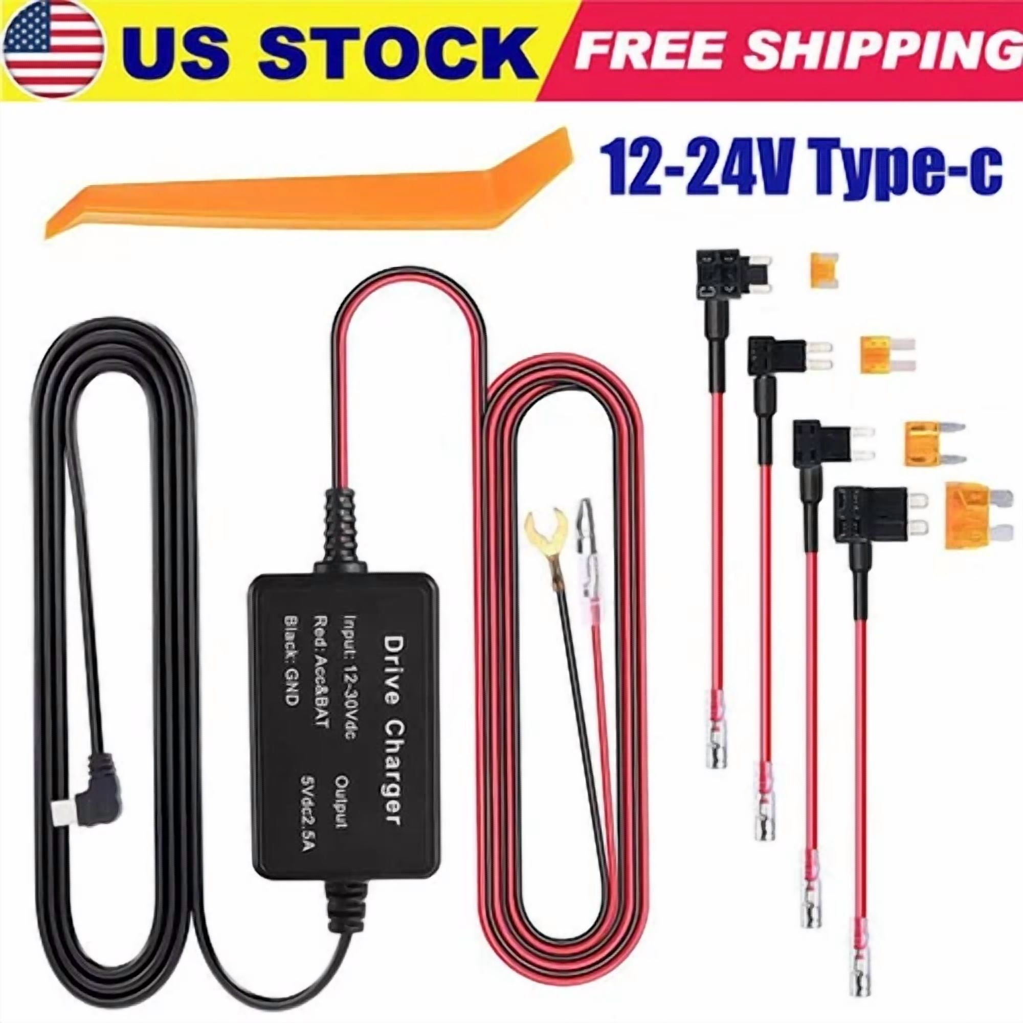 STAR- Dash Cam Hardwire Kit Usb Type C Charger Power Cord 12V To 5V 2A ...