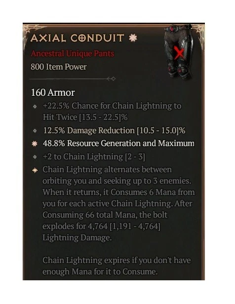 STAR- Diablo 4 Season 9 Axial Conduit 1Ga 4764 Unique Pants Sorcerer ...