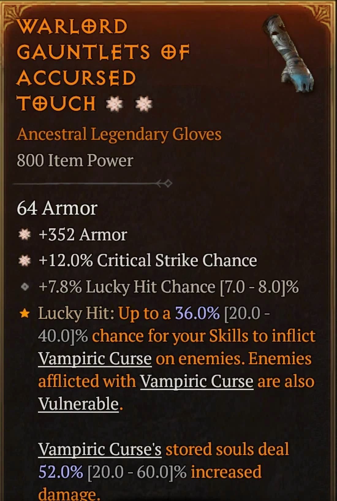 STAR- ??Diablo 4??Season 9??Gloves??2 Ga Critical Strike Chance + Armor ...