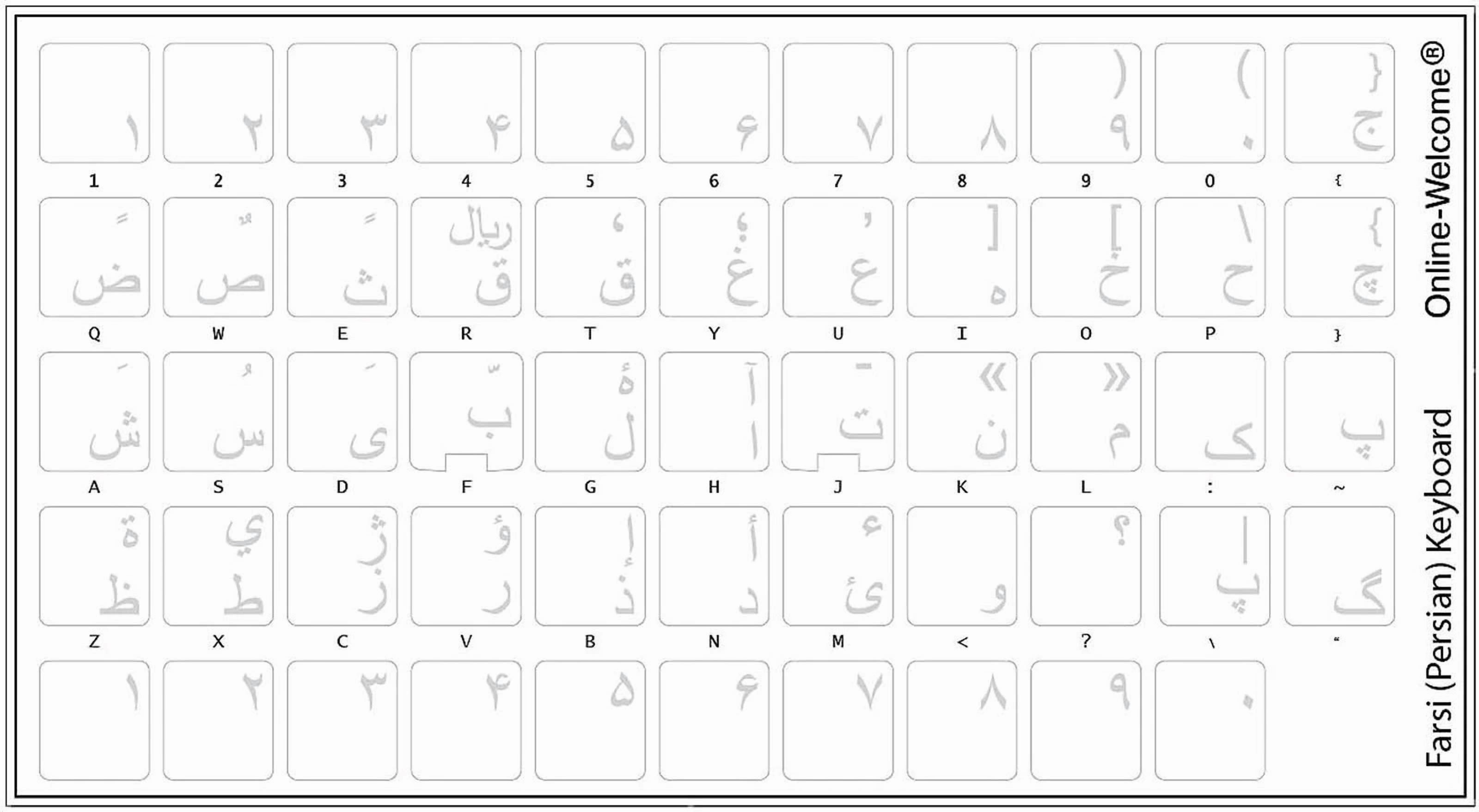 STAR- Farsi-Persian Keyboard Sticker Transparent White Letters Online ...