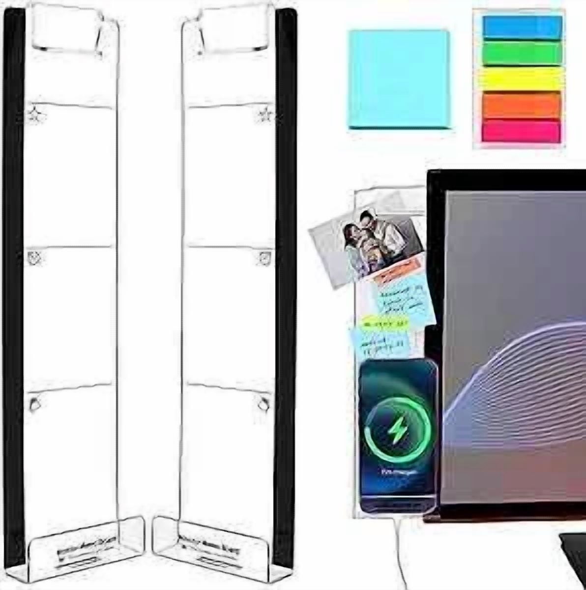 STAR- Monitor Memo Board, 2Pcs Multifunction Sticky Note Monitor Memo ...