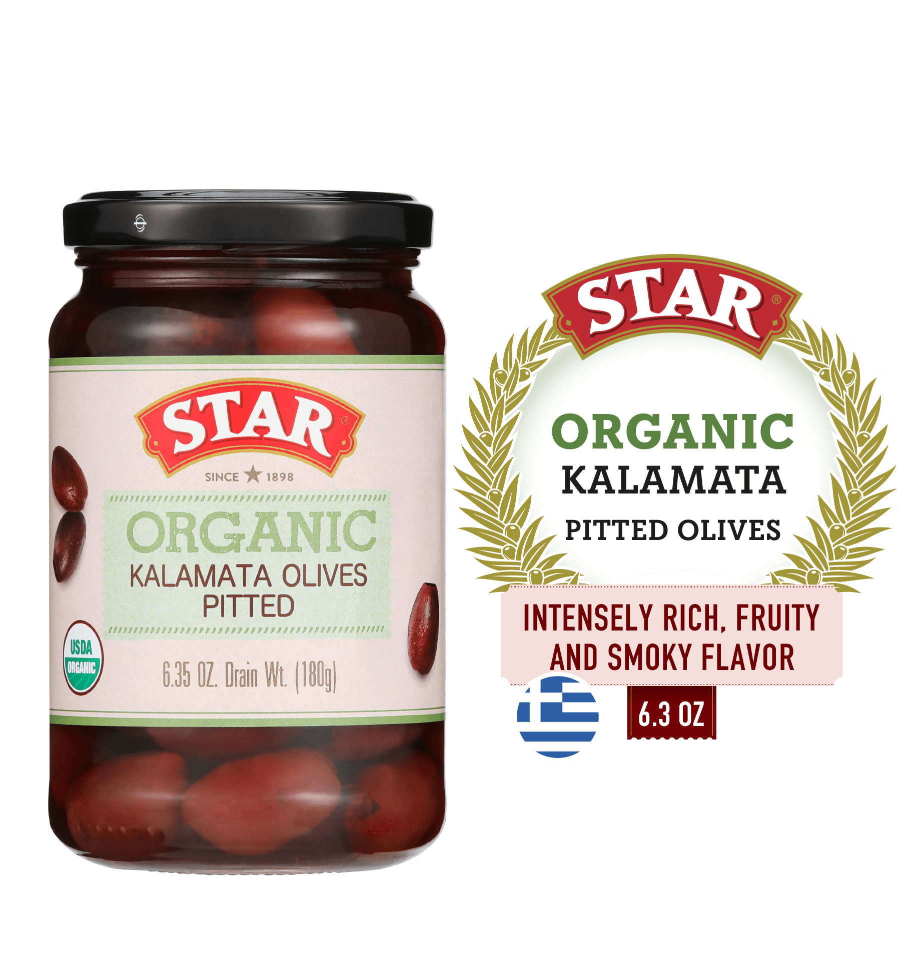 Star Natura Organic Kalamata Olives Pitted, 6.35oz Glass Jar - Walmart.com