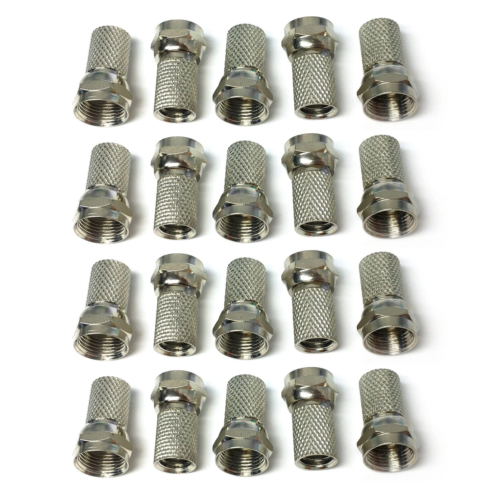 STAR- New 20 Pack F-Type Male Twist On Connectors For Rg6 Coaxial Coax ...