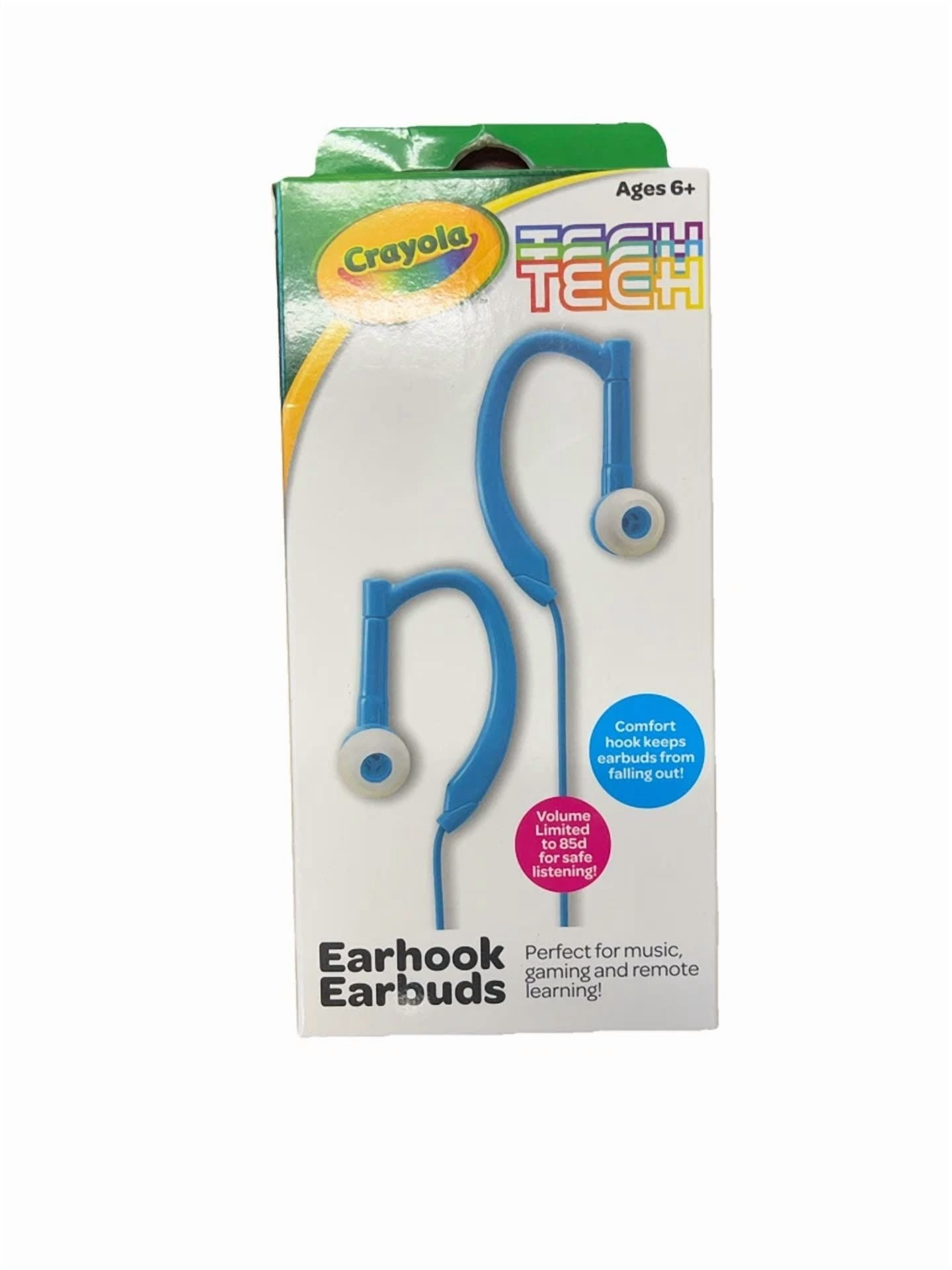STAR- New Crayola Tech Wired Earhook Earbuds Blue Ages 6+ Safe ...