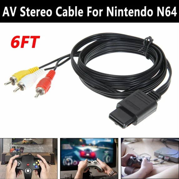 STAR- New N64 Rca Av A/V Tv Audio Video Stereo Cable Cord For Nintendo ...