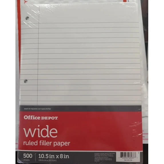 STAR- Office Depot - Filler Paper - Ruled Filler Paper, 3-Hole Punched ...