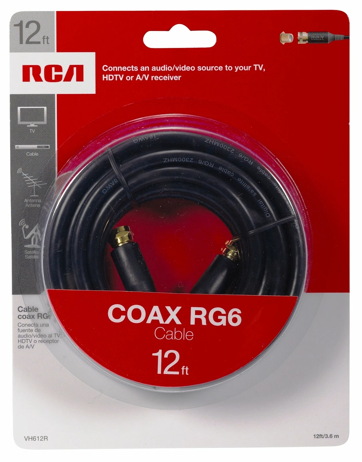 STAR- Rca 12Ft Rg6 Coaxial Cable - Walmart.com