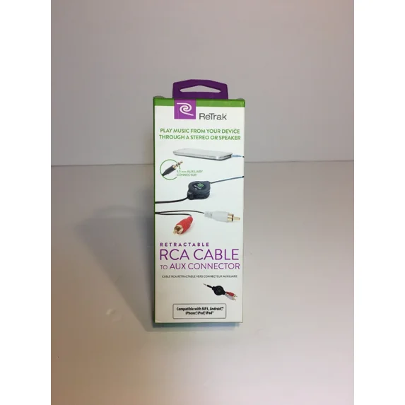 STAR- Retrak Retractable 3.5Mm To Rca Cable Home Stereo Audio Cable 5Ft ...