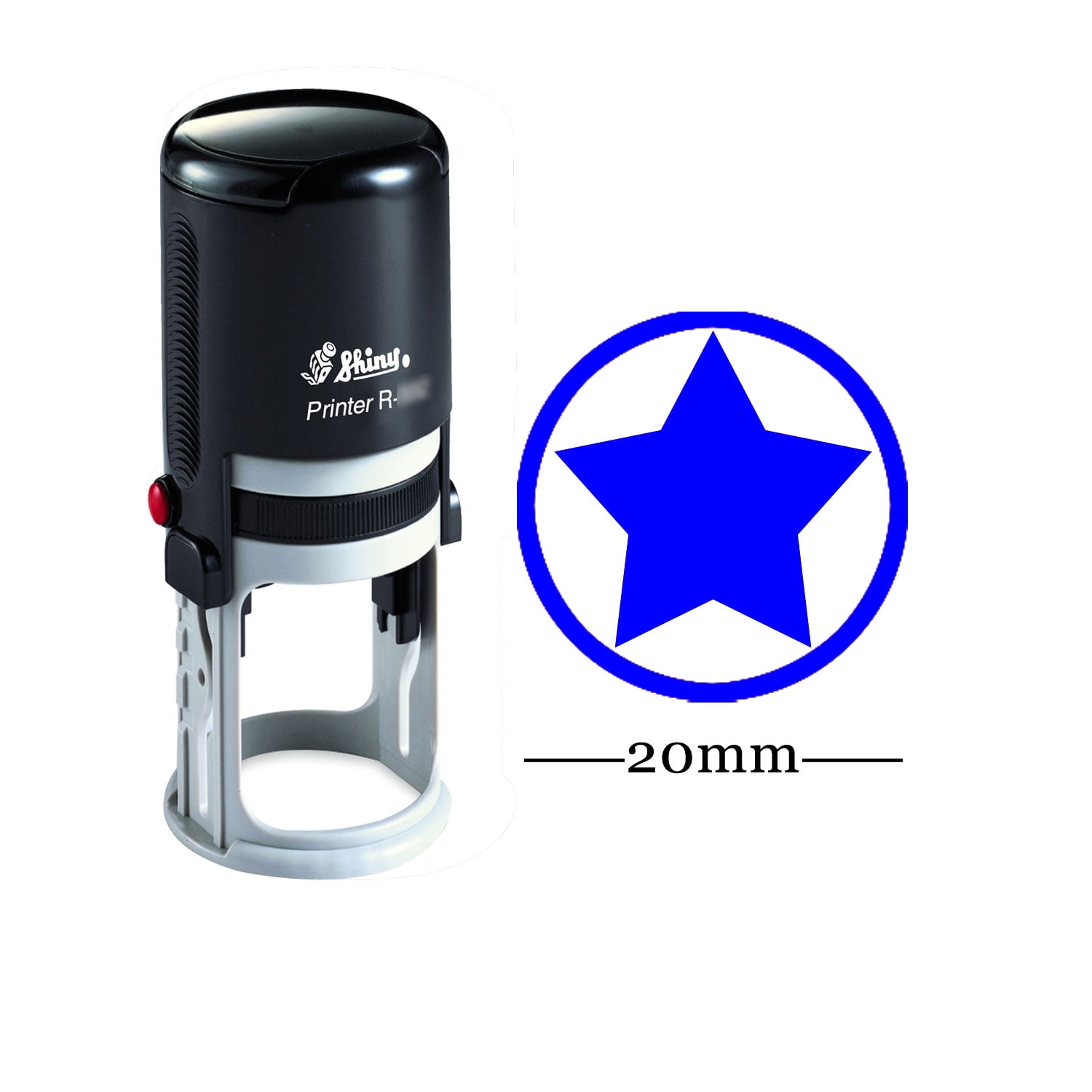 STAR Round Self Inking Rubber Stamp Custom Shiny 20mm Mini Stamps ...