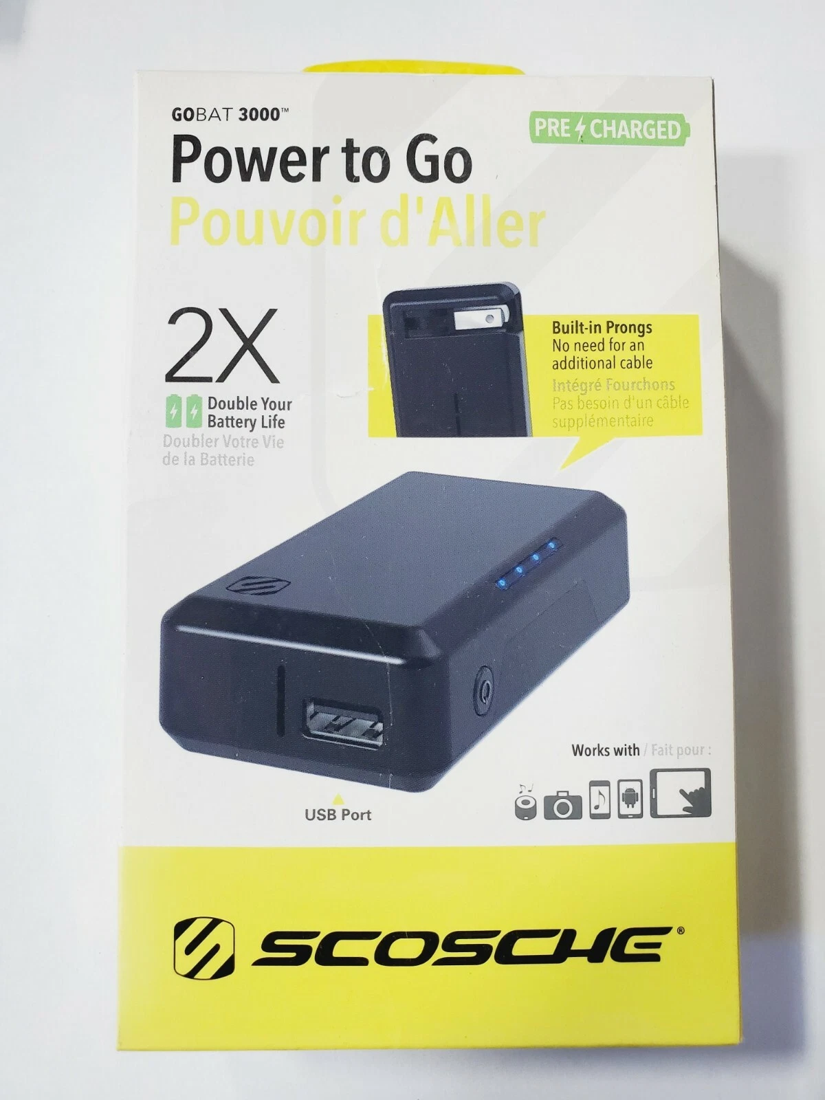 STAR- Scosche Gobat 3000 Power To Go Portable Charger 3000Mah 2X ...