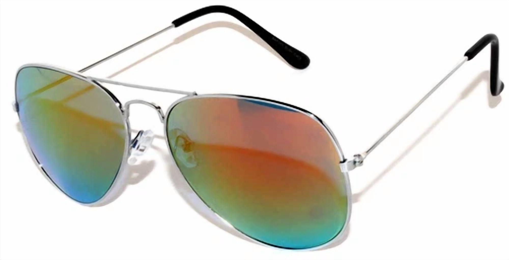 STAR- Silver Aviator Style Metal Frame Sunglasses Shades Uv400 Mirrored ...