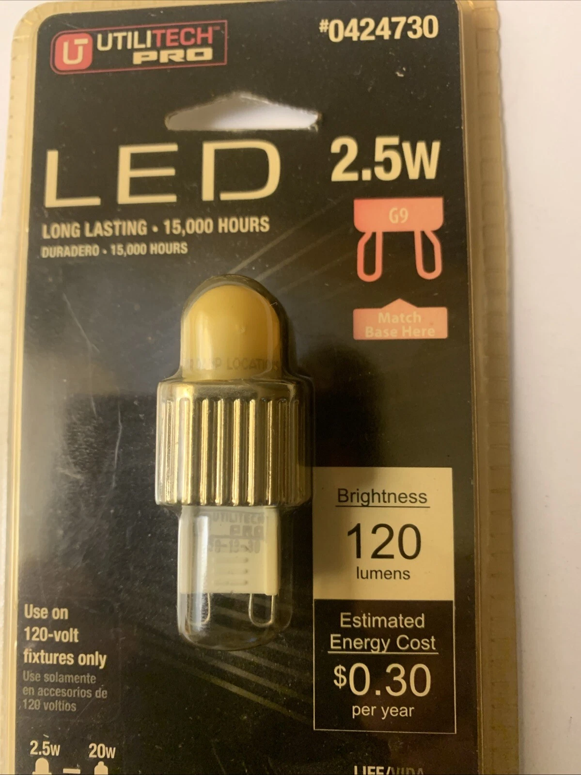 STAR- Utilitech 0424730 Led G9 Bulb 2.5 Watt (20W Equivalent) 3000K ...
