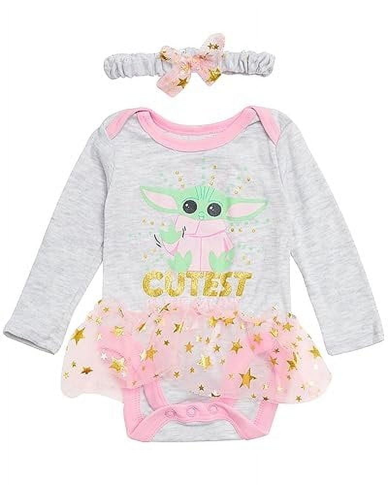 STAR WARS Baby Yoda Newborn Baby Girl Long Sleeve Bodysuit with Tutu ...