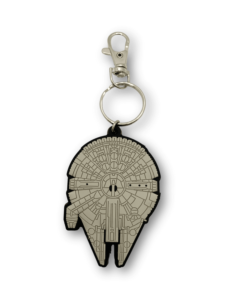 STAR WARS Millennium Falcon KEYCHAIN Rubber body Metal Key Ring Clip ...