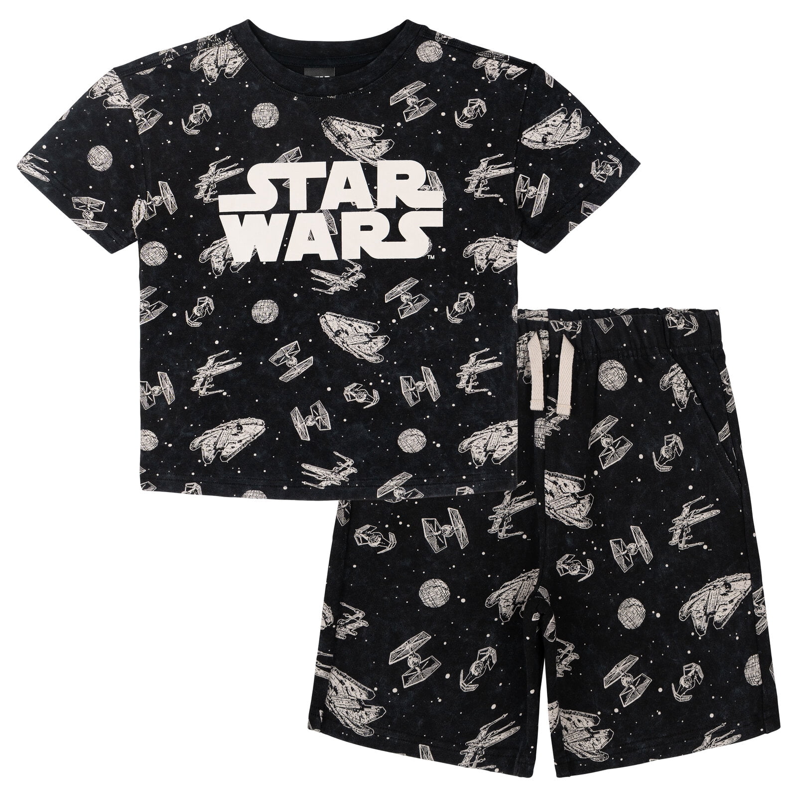 STAR WARS Millennium Falcon TIE Fighter French Terry T-Shirt and Shorts ...