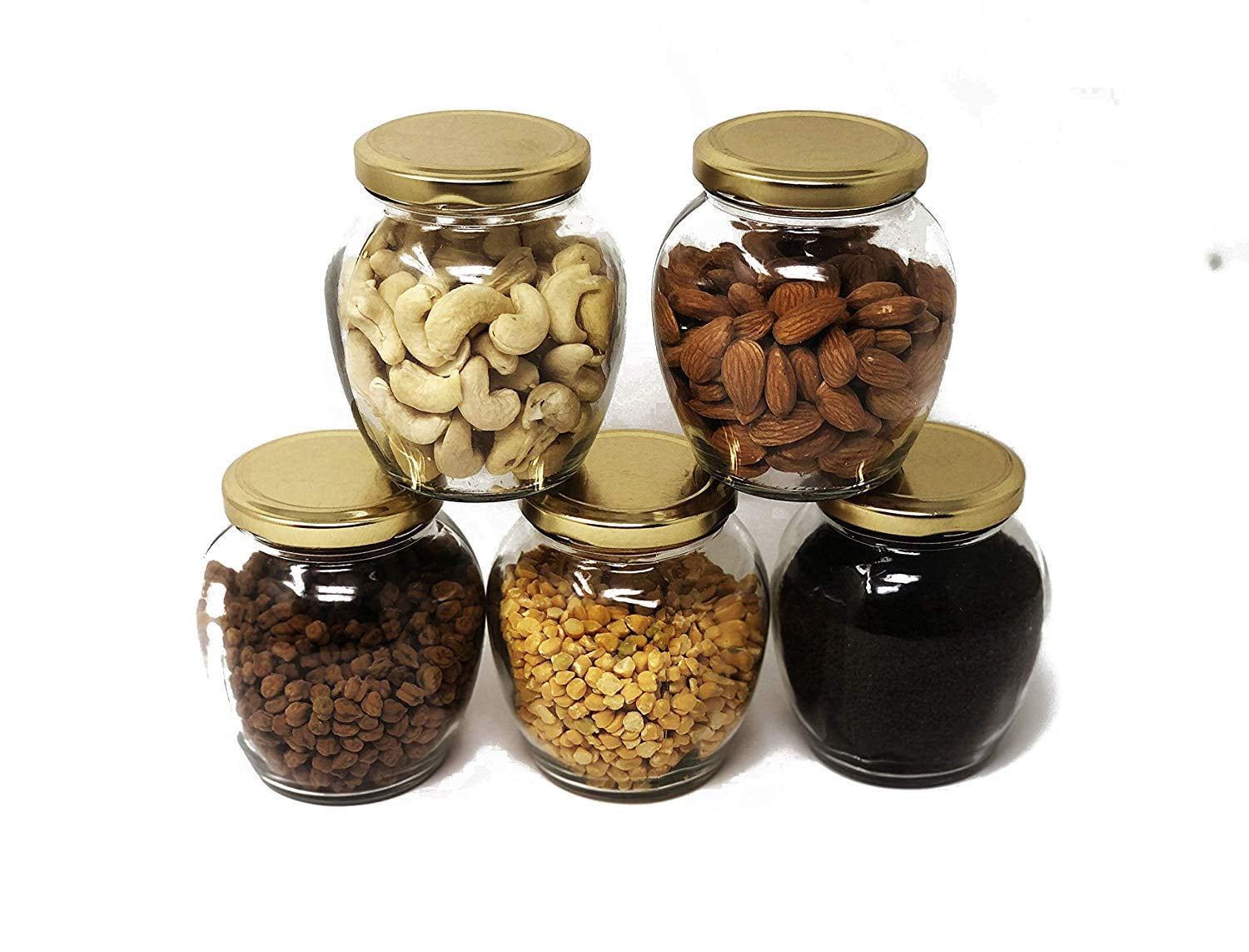 STAR WORK Glass Jar with Lid 400 ml 5 Pieces Copper Gold Container ...