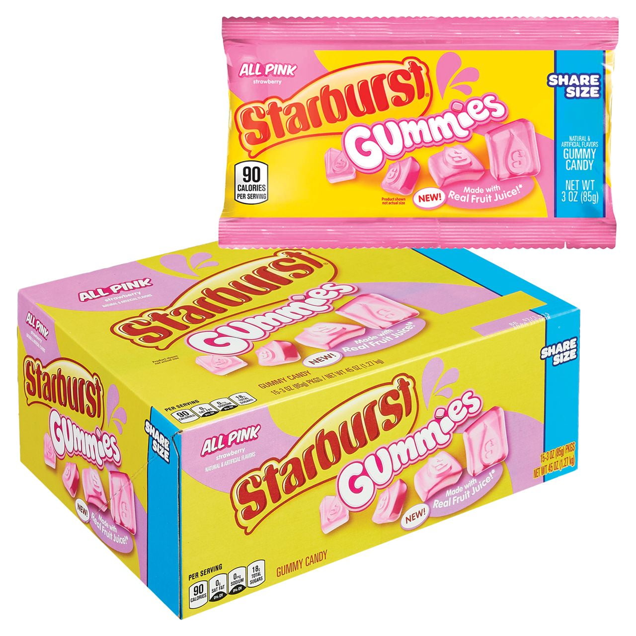 STARBURST All Pink Gummies Candy, Share Size, 3 oz 15 Count - Walmart.com