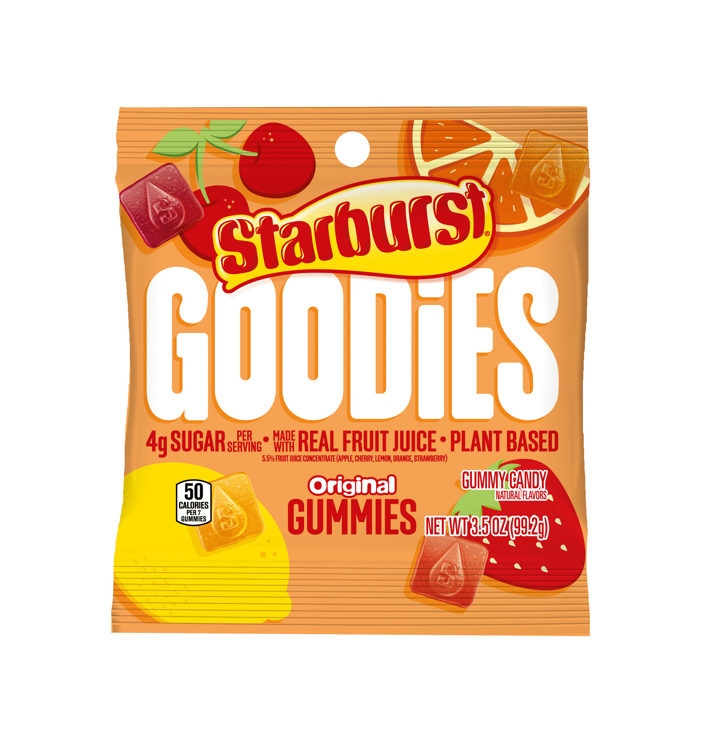 Starburst Goodies Original Low Sugar Candy Plant-Based Fruit Gummy ...