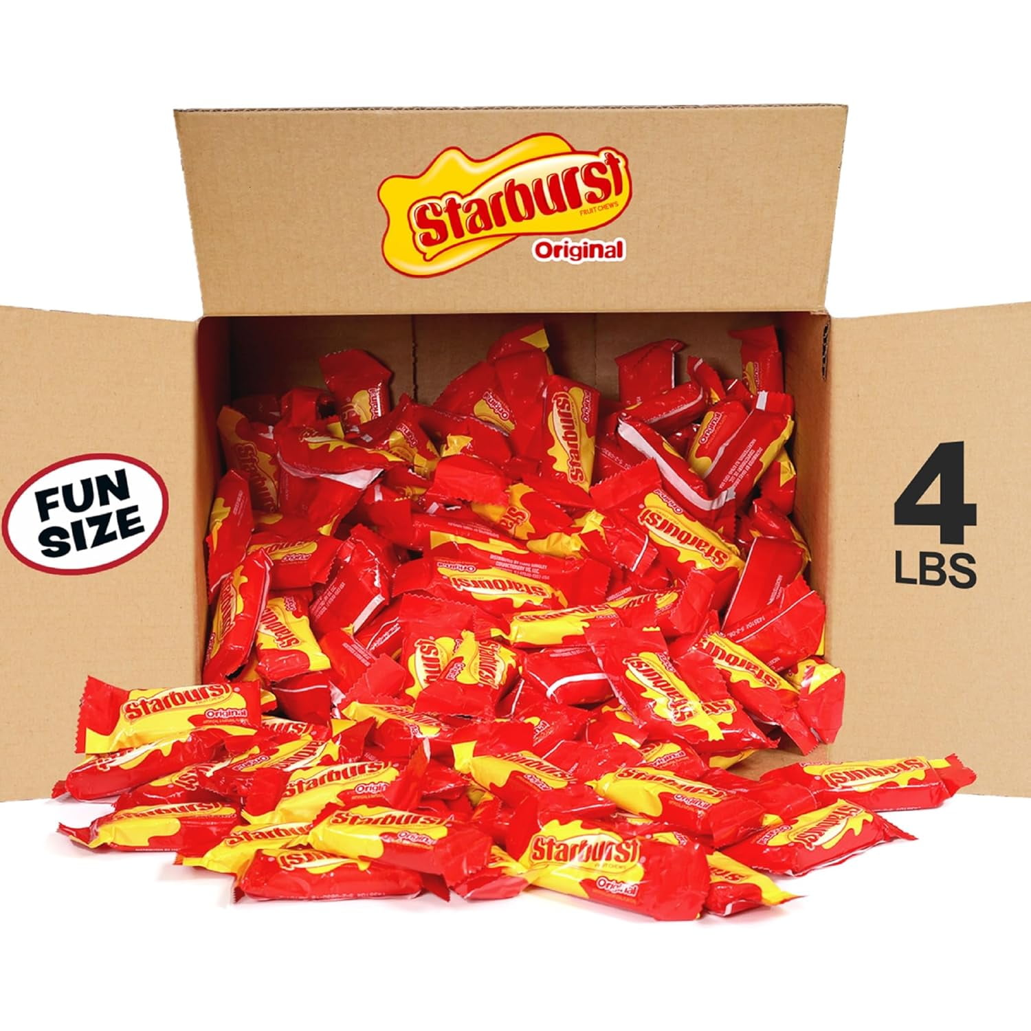 STARBURST Original Fun Size Individually Wrapped Chewy Party Favor Candy Bulk Box, 4 Pound Box ...