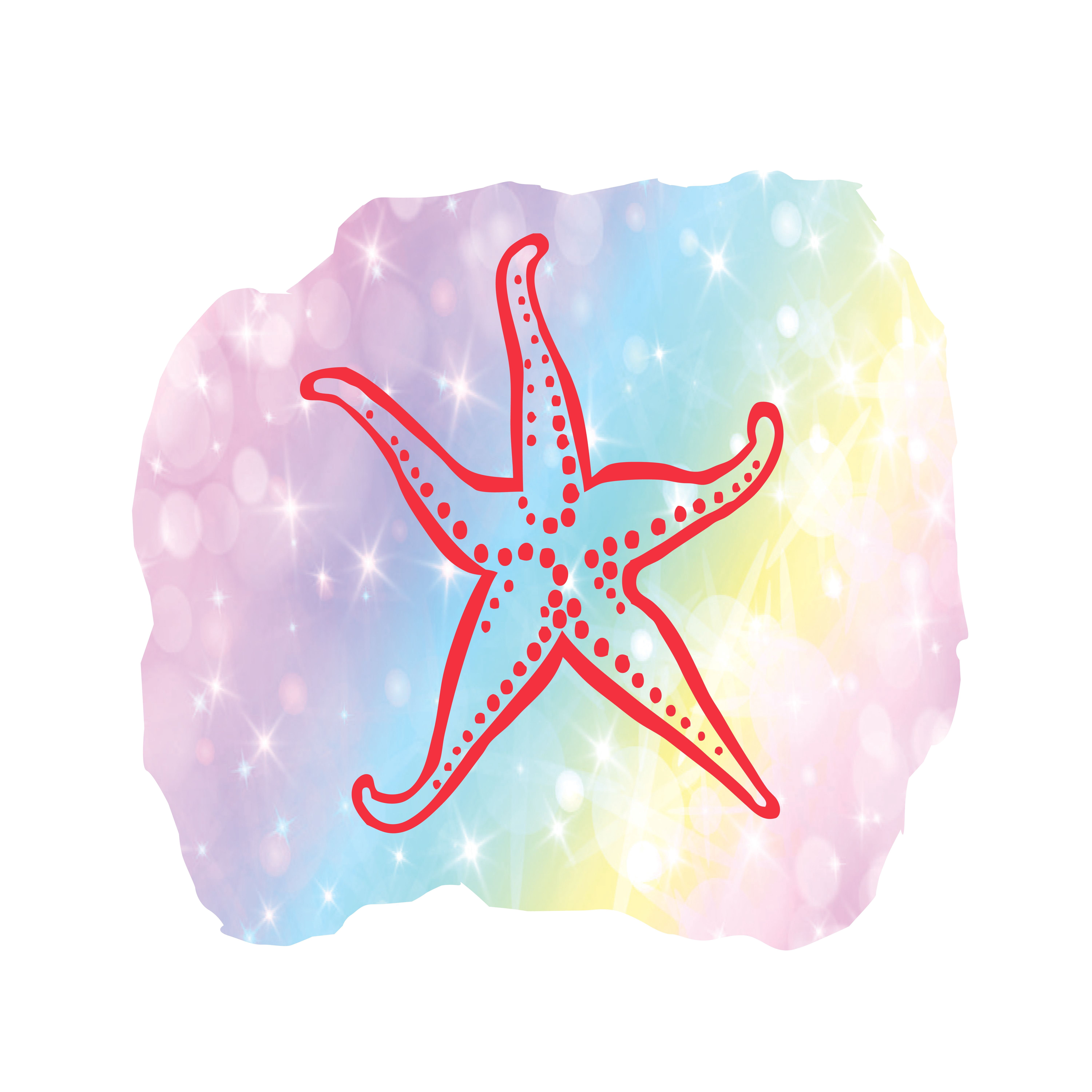 STARFISH - Vinyl Adhesive Rainbow Colored Background Design Sea Star ...