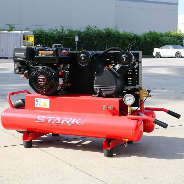 Stark USA 10 Gallon Gas Air Compressor, 6.5HP 10 Gallon Twin Tank Air ...