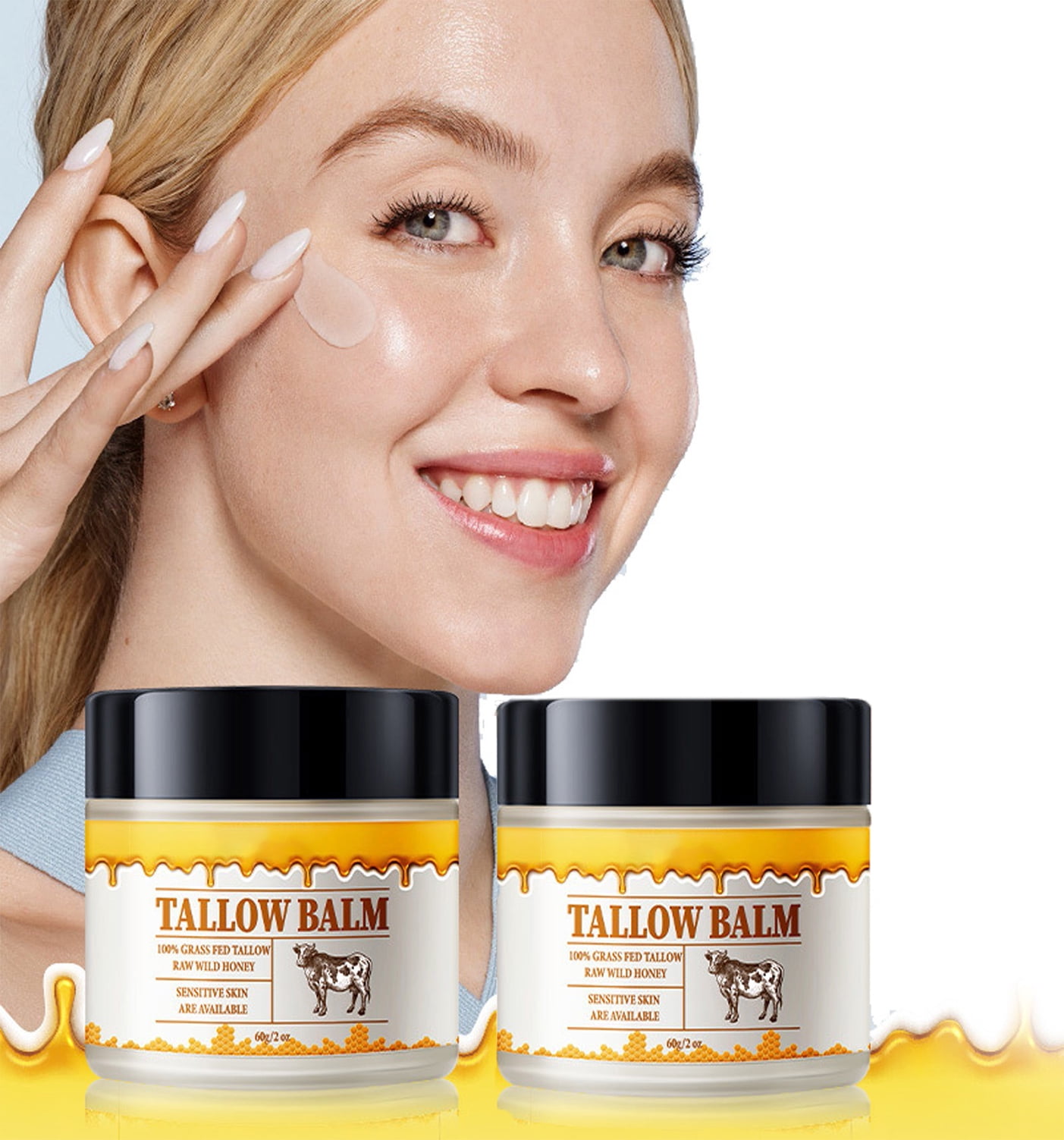 STARLAN 2PCS Tallow Face Moisturizer, Beef Tallow and Honey Balm for ...