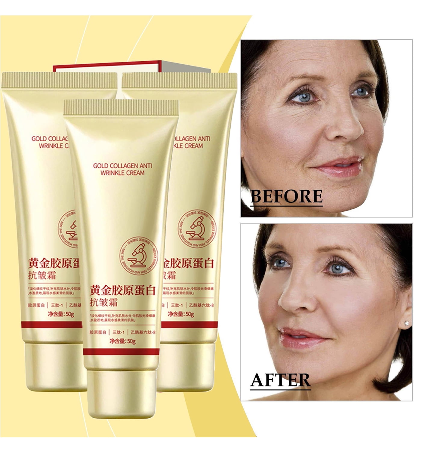 STARLAN 3PCS Golden Collagen Anti-Wrinkle Cream, Gold Collagen Anti ...