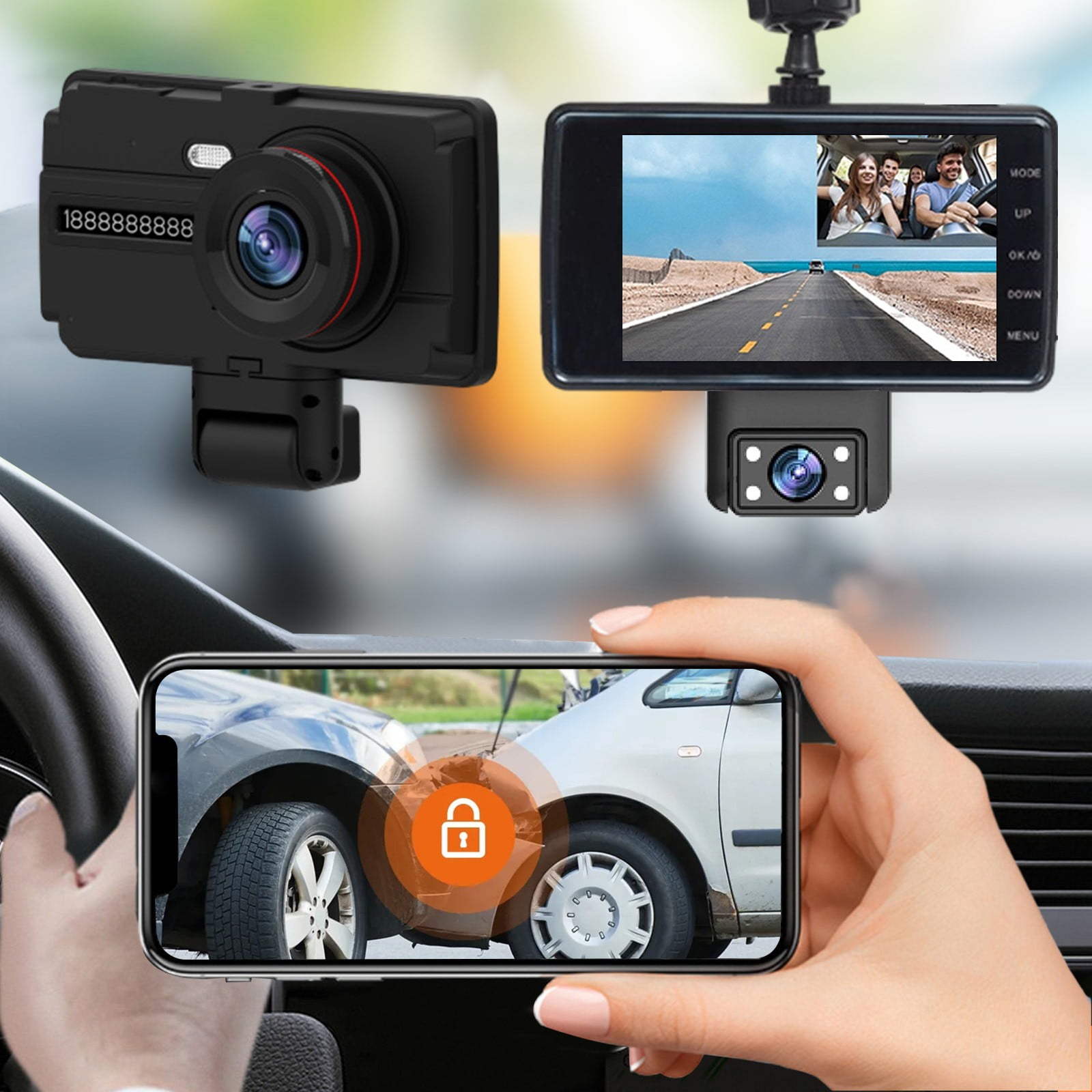 STARLAN Dash Cam 1080P HD DVR Car Driving Recorder 4 Inch IPS Screen ...