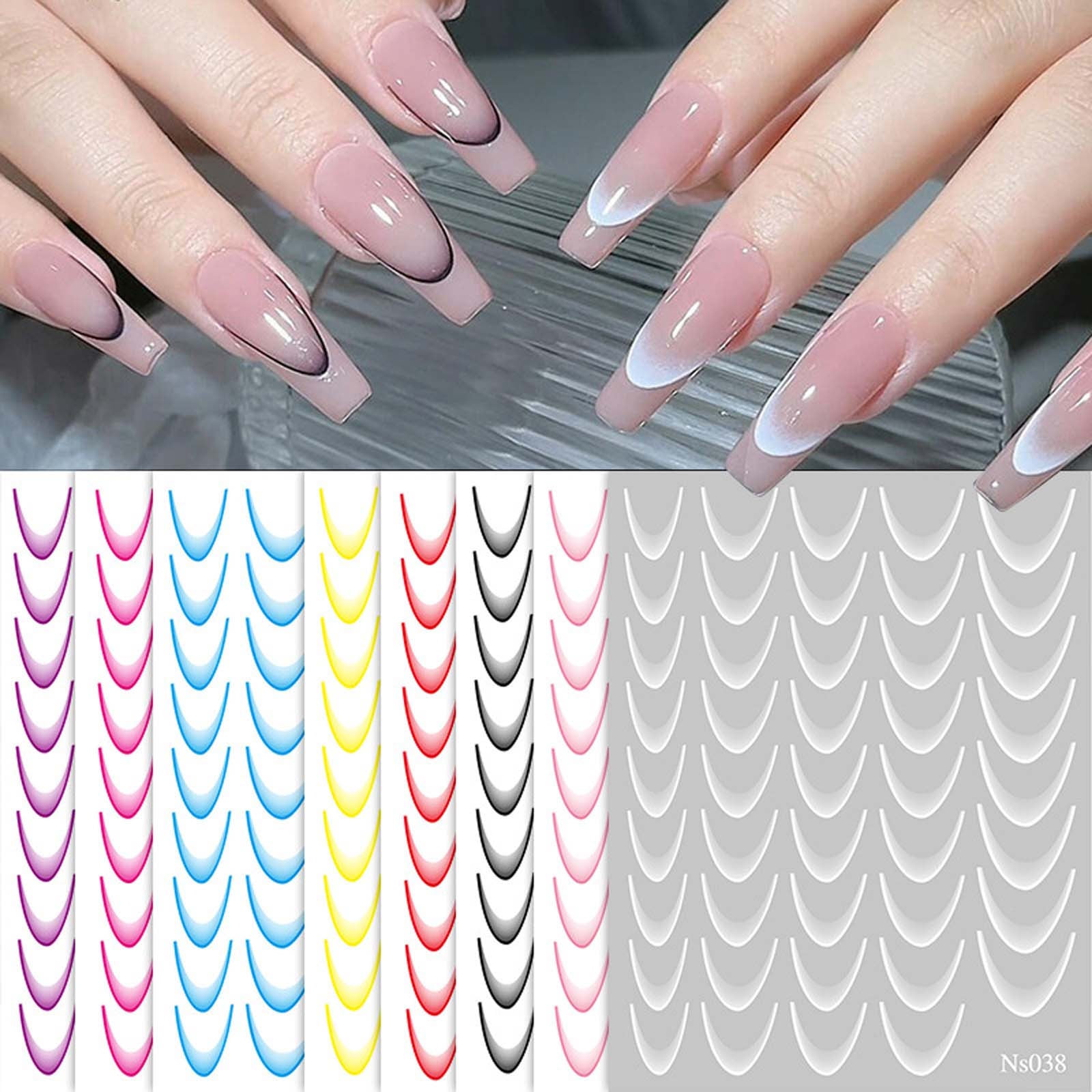 STARLAN Gradient French Line Nail Stickers, French Manicure Nail Art ...