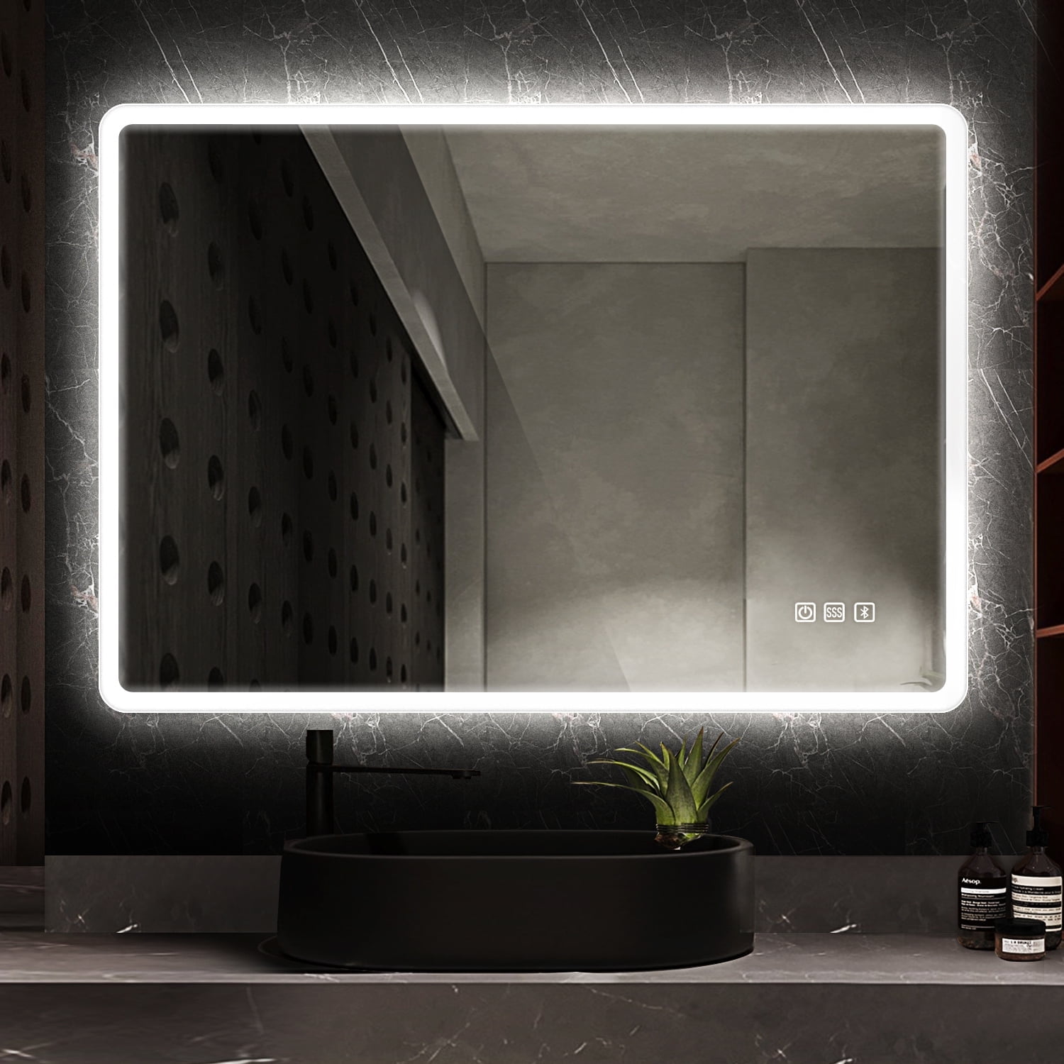 STARLEAD 36"x28" LED Bathroom Mirror with Bluetooth Speaker, Anti-Fog ...