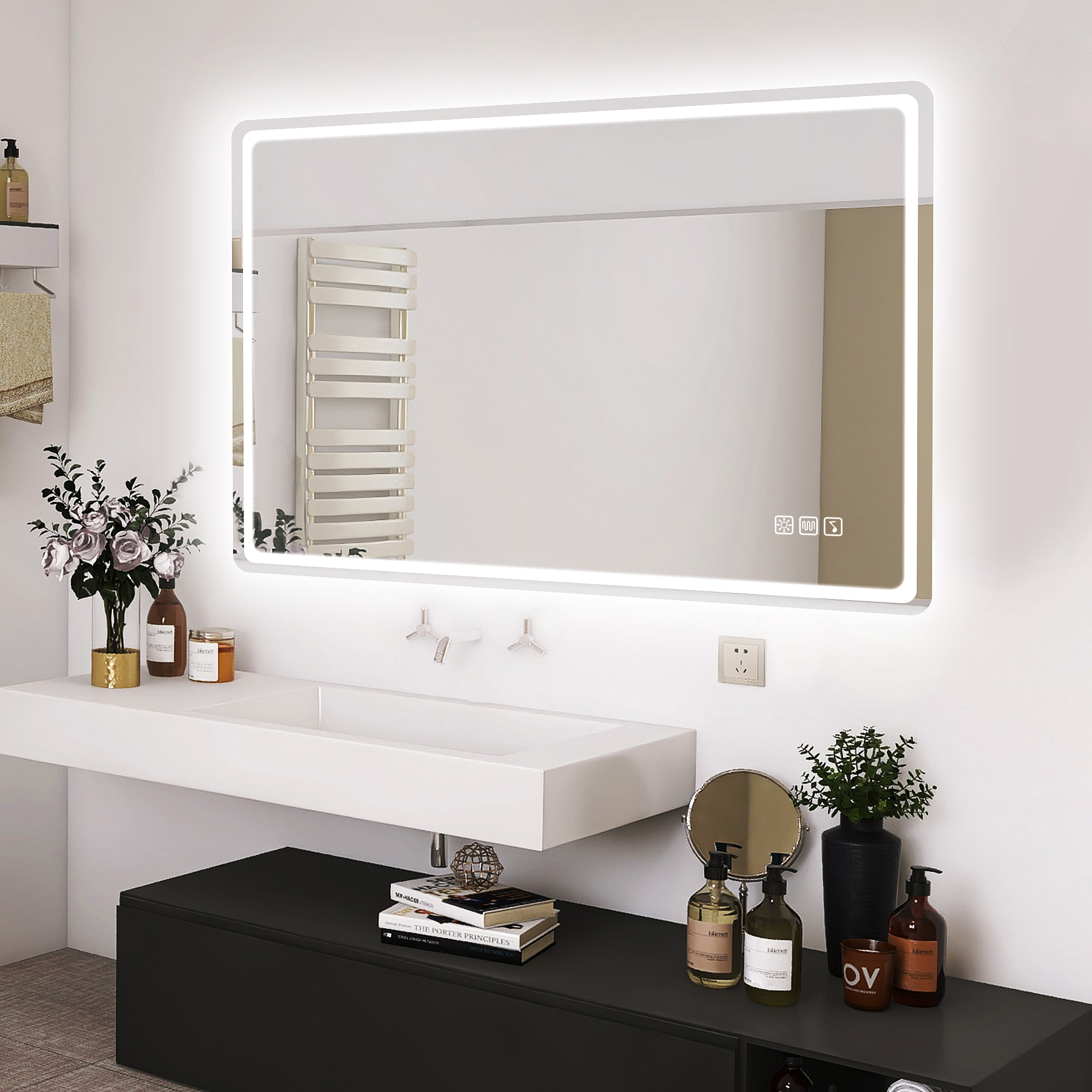 Ktaxon 28x20 inch LED Lighted Bathroom Mirror Silvered Wall Mounted ...